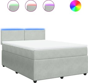 Box spring postel s matrací světle šedá 140x190 cm samet 3290028