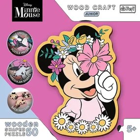 Trefl Wood Craft Junior - Puzzle - Ve světě Minnie Mouse / 50 dílků /