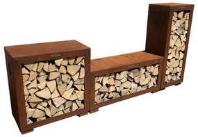 Hnědý ocelový dřevník Remundi, šířka 50 cm