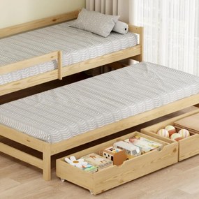 Postel s přistýlkou a úložným prostorem, 90x200, přírodní, ELARA Kondela 0000412691