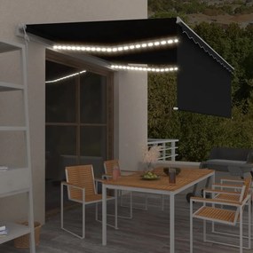 Automatická markýza roleta LED a senzor větru 4x3 m antracitová 3069314
