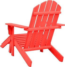 Zahradní židle Adirondack s podnožkou masivní jedle červená 315863