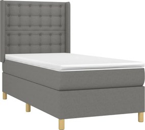 Box spring postel s matrací a LED tmavě šedá 90x200 cm textil 3139166