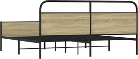 Kovový rám postele bez matrace dub sonoma 200 x 200 cm 3318698