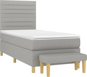 Box spring postel s matrací světle šedý 100 x 200 cm textil 3137213