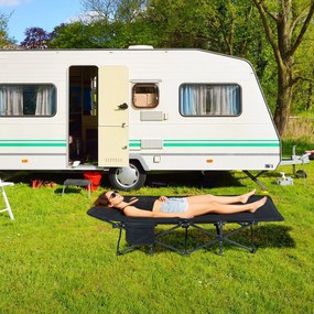 Costway Skládací táborová postel pro dospělé Campingová s 10 bodovým podpůrným