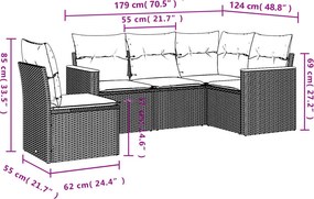 5dílná zahradní sedací souprava s polštáři černá polyratan 3225973
