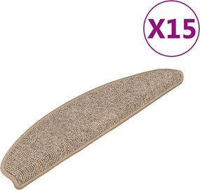 Schodové rohože 15 ks 65 x 21 x 4 cm hnědé, půlkulaté, velké 149855