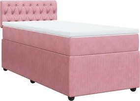 Box spring postel s matrací růžová 80 x 200 cm samet 3289901