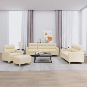 4dílná sedací souprava s poduškami krémová textil 3201546