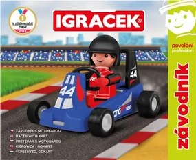 EFKO Igráček Závodník modrá motokára / Figurka s motokárou / plast / o