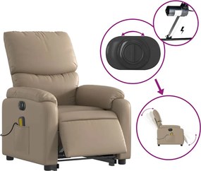 Elektrické zvedací masážní polohovací křeslo cappuccino koženka 3204913