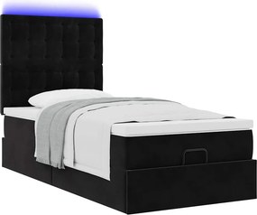 Osmanský rám postele s matracemi černá 100x200cm samet 3314446