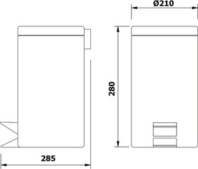 Aqualine, SIMPLE LINE odpadkový koš kulatý 5l, leštěná nerez, 27105
