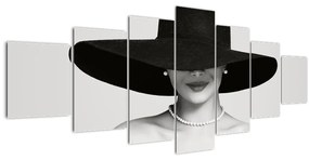 Obraz - Žena s kloboukem (210x100 cm)