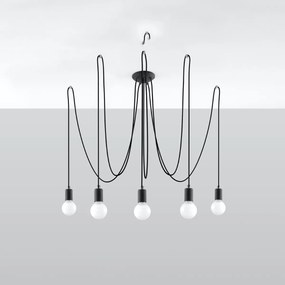 Sollux Lighting Lustr EDISON 5 černý