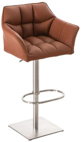 Barová židle Damas  E1 ~ koženka, nerezový rám - Světle hnědá