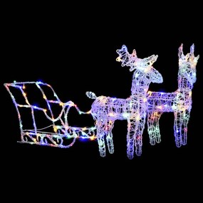 Vánoční sobi se sáněmi 160 LED diod 130 cm akryl 328522