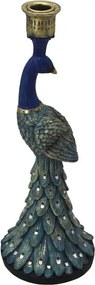Modrý svícen ve tvaru páva Peacock - 12*12*33 cm