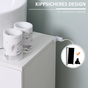 Kleankin Koupelnová Podskříňová Skříň s 2 Dveřmi a Nastavitelnou Vnitřní Policí Moderní Styl 60x30x62.5 cm Bílá