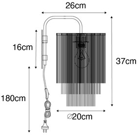 Orientální nástěnná lampa zlatá s krémovým stínítkem s třásněmi - Franxa