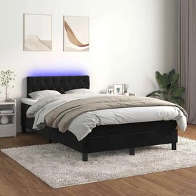 Box spring postel s matrací a LED černá 120 x 190 cm samet 3270173