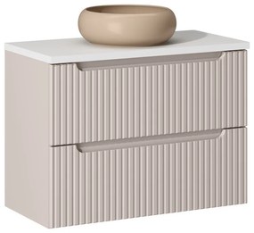 Závěsná skříňka Nova Cashmere II s deskou a umyvadlem 80 cm kašmír/bílá