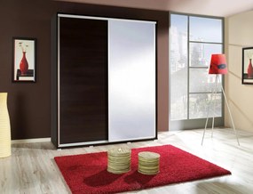 Šatní skříň PENELOPA 155 kaštan wenge / zrcadlo