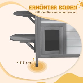 Dřevěný domek pro kočky PawHut, venkovní domek pro kočky se schody, 2 patra, domek pro malá zvířata pro kočky do 4,5 kg, bílý, 78 x 55,5 x 91 cm | Ao…