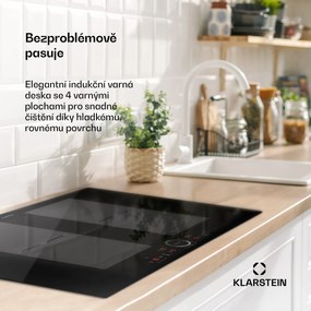 Klarstein Delicatessa 77 Flex, vestavná indukční varná deska, 4 zóny, 7000 W, sklokeramika