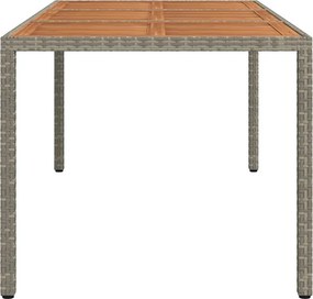 Zahradní stůl 190 x 90 x 75 cm polyratan a akáciové dřevo šedý 316723