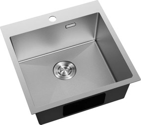 Mexen Solix, 1-komorový nerezový dřez 500 x 500 mm, broušená ocel, vzor voština, 6407501000-01HC