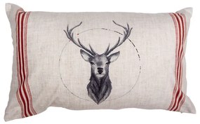Béžový povlak na polštář s jelenem Christmas Deer - 30*50 cm