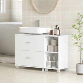 HOMCOM Moderní skříňka pod umyvadlo pro umyvadlo s nebo bez sloupku, bílá