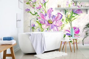Tapeta malované letní květiny - 150x100 cm
