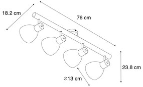 Rustikální bodové svítidlo černé se dřevem 4-světlo - Flint