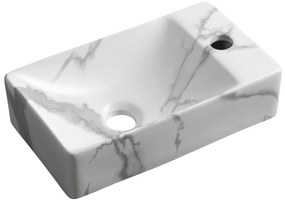 Sapho Margitha keramické umývátko 38 x 22 cm otvor pro baterii vpravo carrara bílá MGT38217