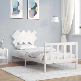 vidaXL Rám postele s čelem 90 x 200 cm masivní dřevo [3193452] Barva: Bílá