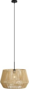 Hanglamp zwart met beige papieren touw kap 50/50/30 - Combi 1