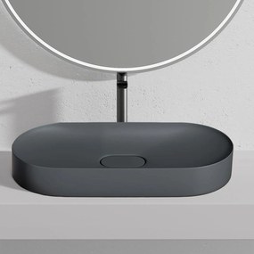 Rea Iris, umyvadlo na desku z konglomerátu 700x355x105 mm, šedá matná, REA-U4306