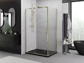 Mexen Exo, výklopný sprchový kout 145 x 120 cm, čiré sklo, zlatý profil, 819-145-120-50-00
