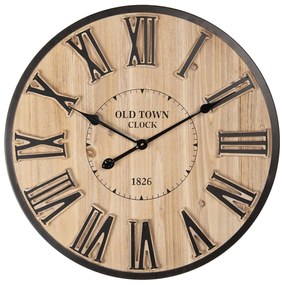 Dřevěné nástěnné hodiny s římskými číslicemi Old Town CLock – Ø 60*5 cm / 1*AA