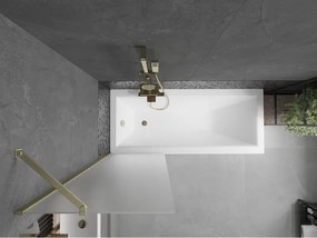Mexen Next, 1-křídlová vanová zástěna 60 x 150 cm, 6mm sklo námraza, zlatá matná, 895-060-000-00-30-55