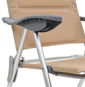 Kempingové židle 2 ks krémové 58 x 69 x 111 cm hliník,  44314