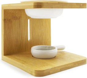 Klasická aromalampa Modern Life – s dřevěným rámem a dvěma porcelánovými miskami, moderní design