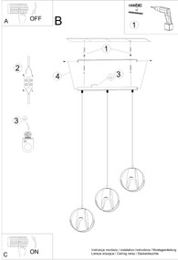 Sollux Lighting Závěsné svítidlo TULOS 3L černé