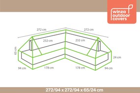 Obal na sedací soupravu ve tvaru L 272x272x94x65/24cm Winza