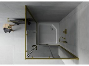 Mexen Rio čtvercový sprchový kout 90 x 90 cm, Grafitově černá, Zlatá + sprchová vanička Rio, Bílá - 860-090-090-50-40-4510