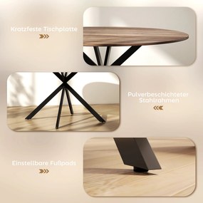 HOMCOM Kulatý Stůl pro 4 Osoby s Ocelovou Rámem Ø120x75 cm Tmavě Hnědý