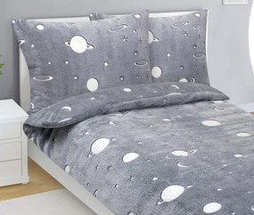 Bellatex Povlečení MIKROFLANEL 140x200, 70x90 cm Vesmír Šedá,Bílá